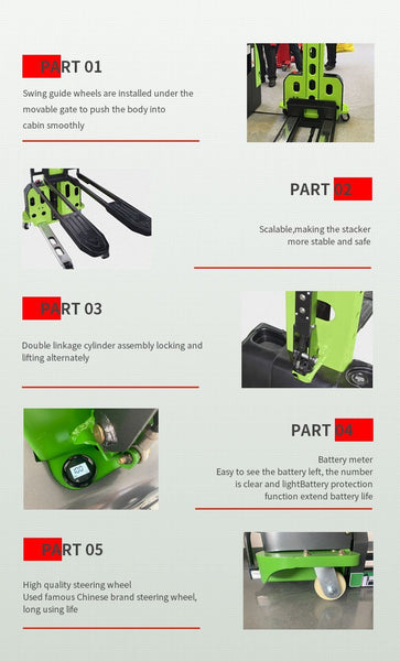 700kg Smart Portable Self Lift & Loading Full Electric Stacker Lifter